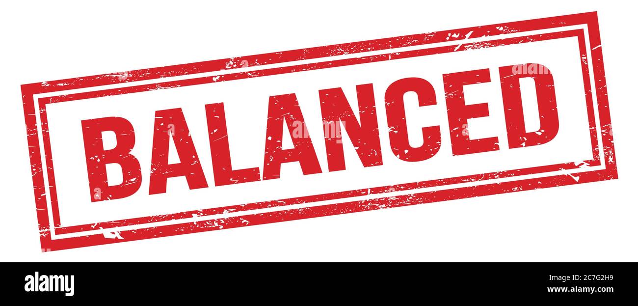 BALANCED red grungy rectangle stamp sign Stock Photo - Alamy