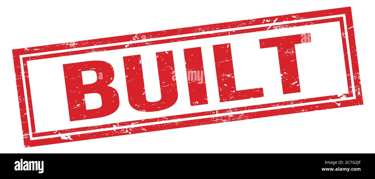 BUILT red grungy rectangle stamp sign Stock Photo - Alamy
