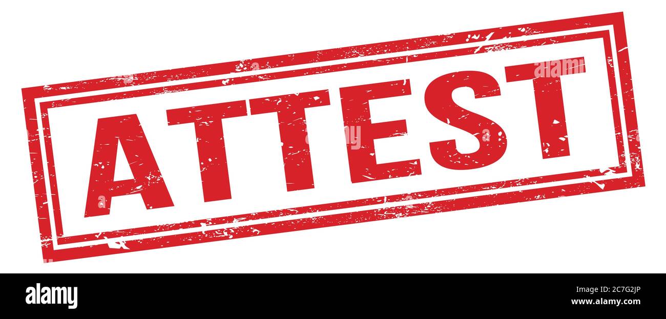 ATTEST red grungy rectangle stamp sign Stock Photo - Alamy