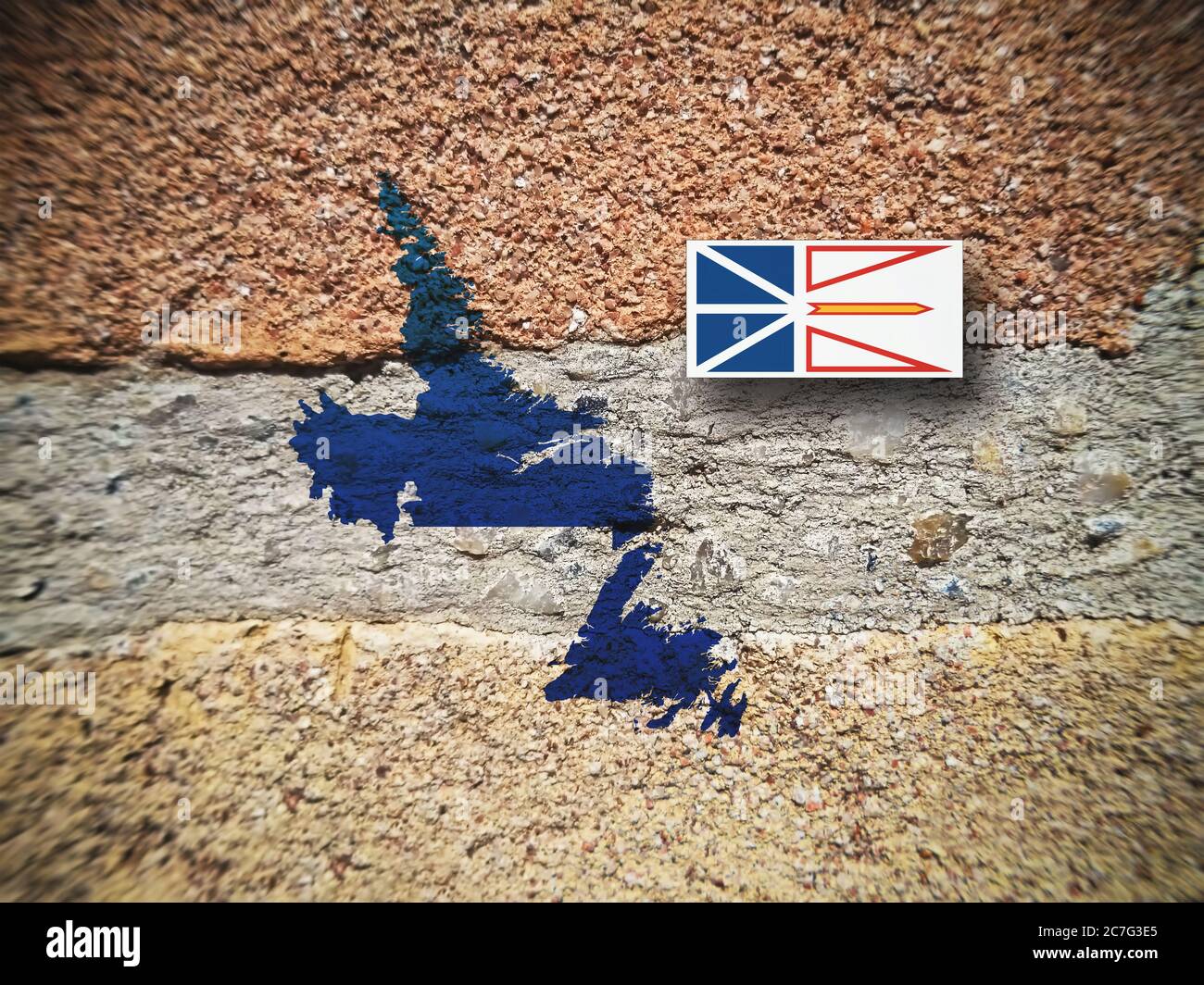 Map and flag of Newfoundland and Labrador, on concrete backgrounds, 3D ...