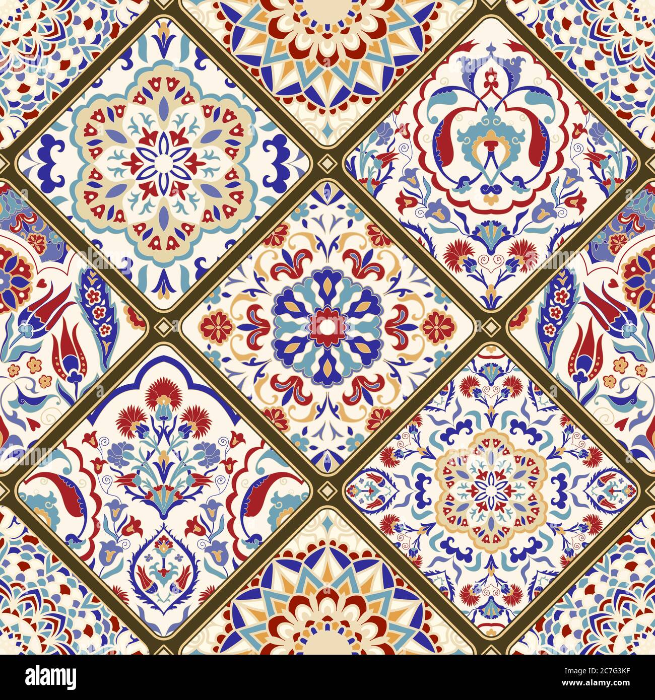 Seamless colorful patchwork. Vintage multicolor pattern in turkish ...