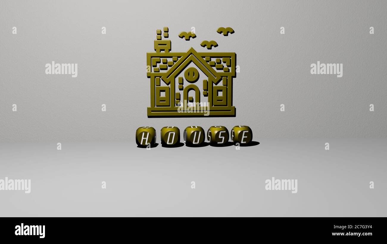 3D graphical image of HOUSE vertically along with text built by ...