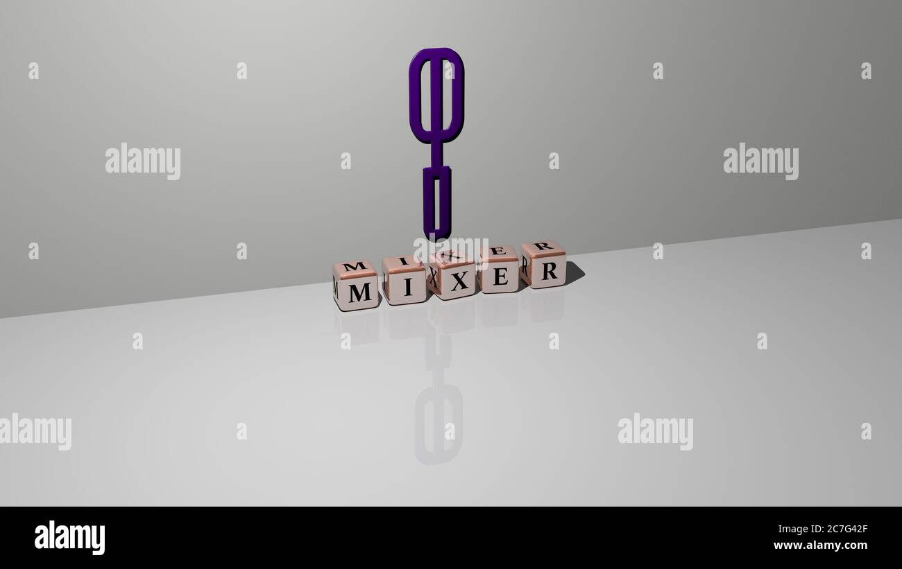 3D graphical image of mixer vertically along with text built by ...