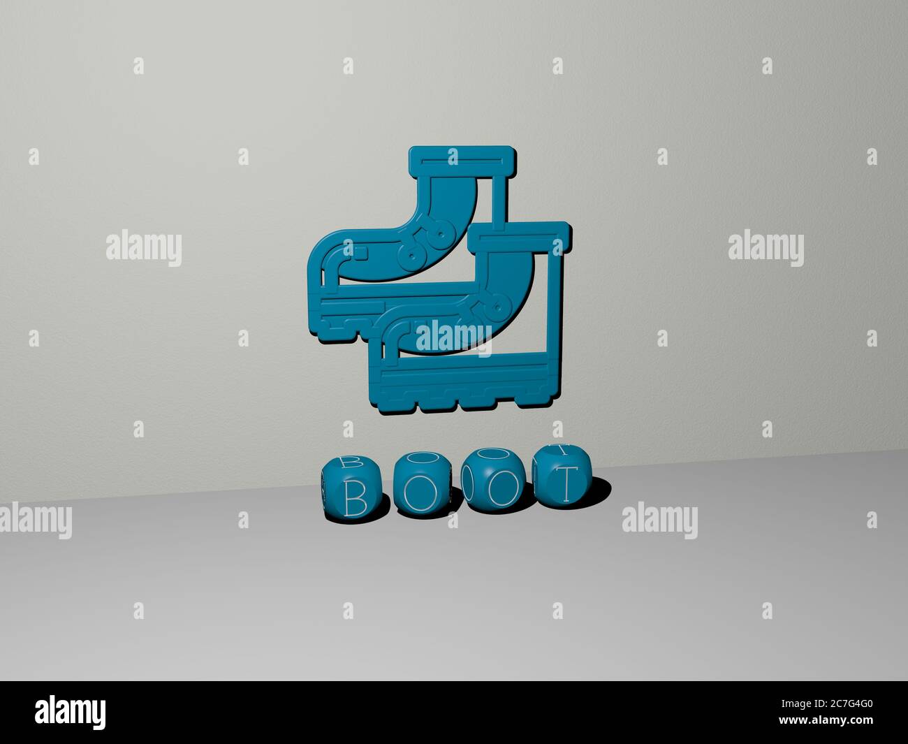 3D representation of BOOT with icon on the wall and text arranged by ...