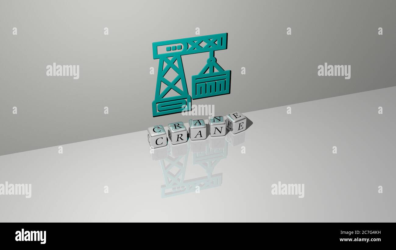 3D representation of CRANE with icon on the wall and text arranged by ...