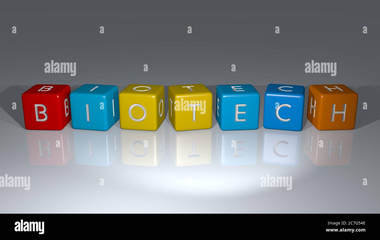 Biotech combined by dice letters and color crossing for the related ...