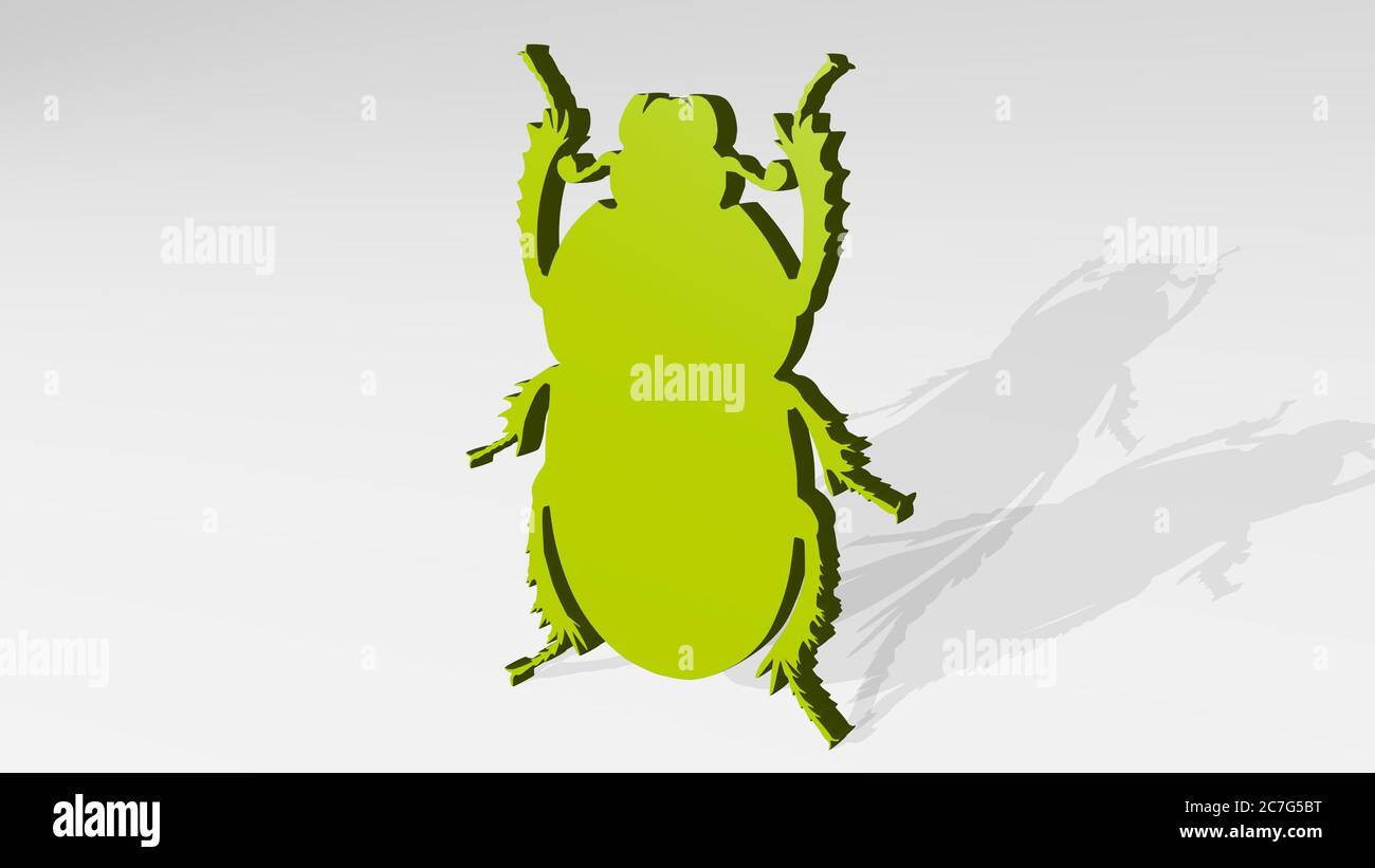 INSECT FLY stand with shadow. 3D illustration of metallic sculpture ...