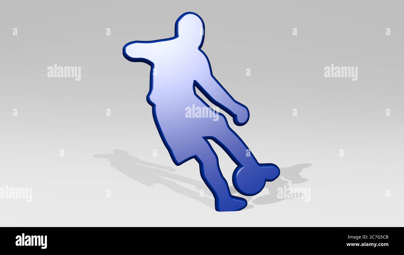 athletic sport stand with shadow. 3D illustration of metallic sculpture ...