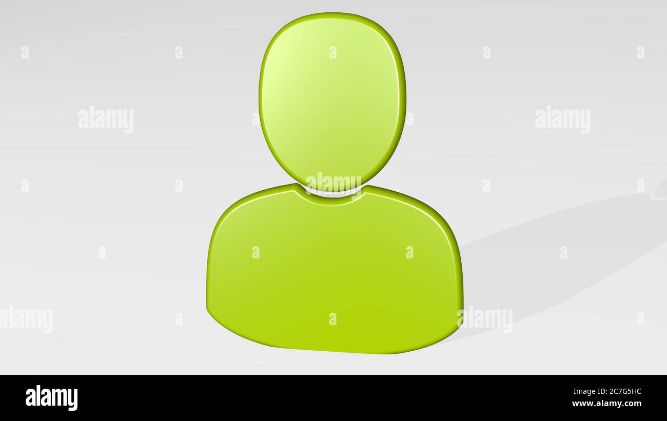 MAN SYMBOL stand with shadow. 3D illustration of metallic sculpture ...