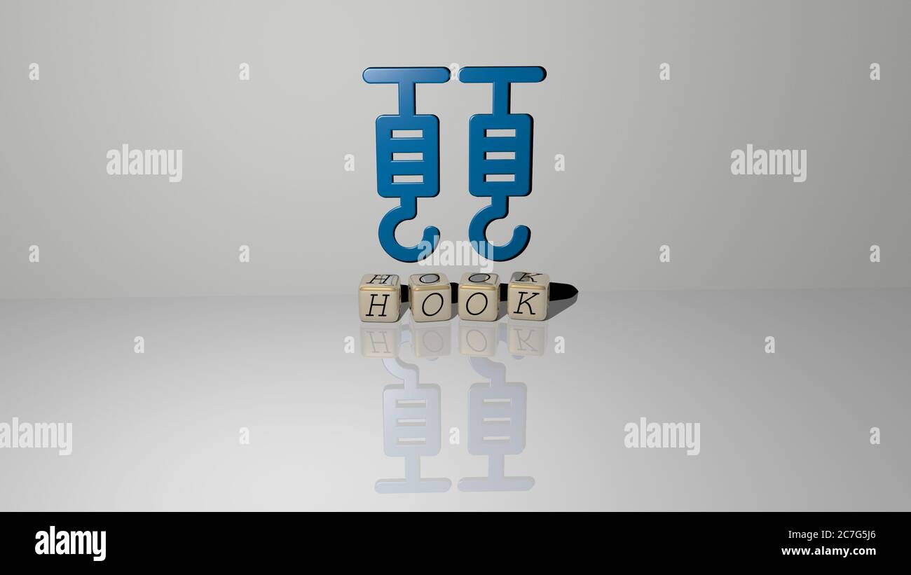 3D representation of HOOK with icon on the wall and text arranged by ...