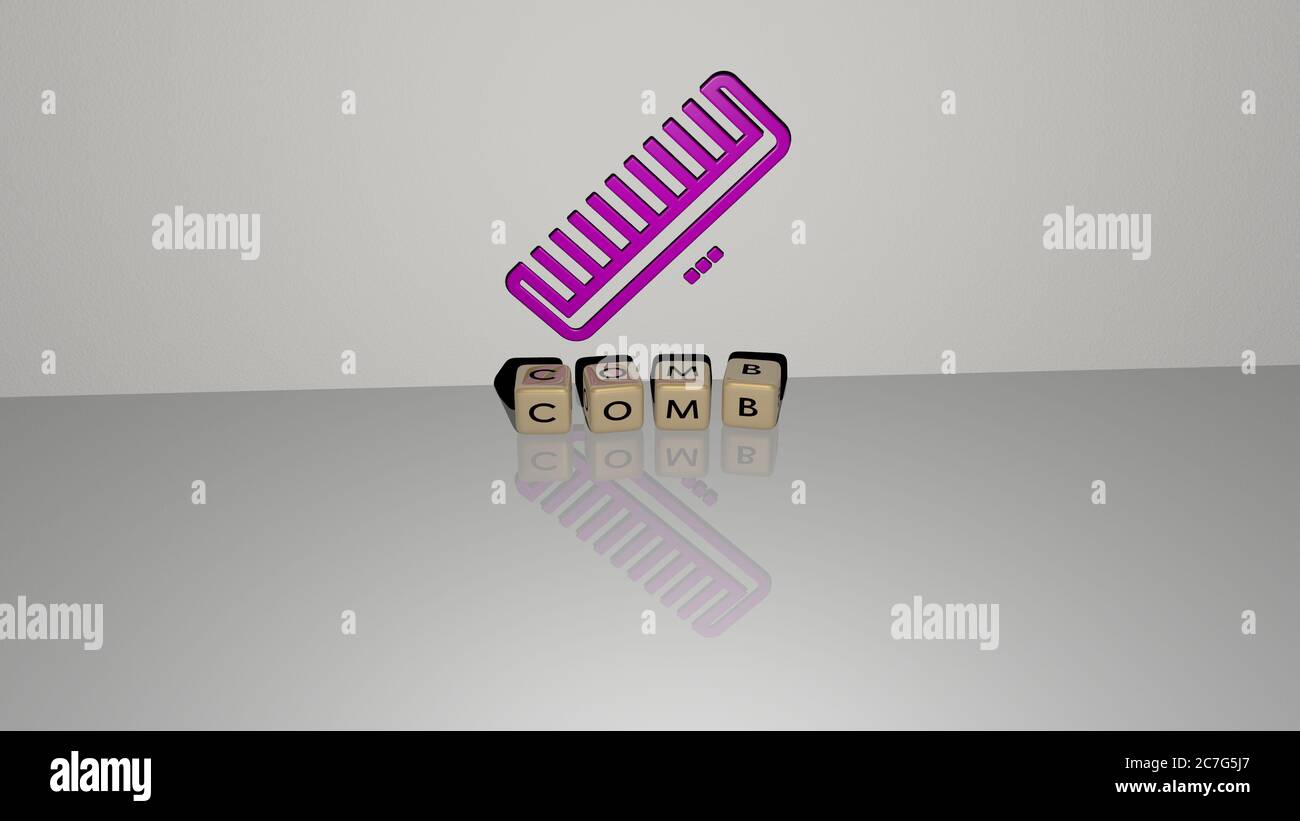 3D representation of COMB with icon on the wall and text arranged by ...