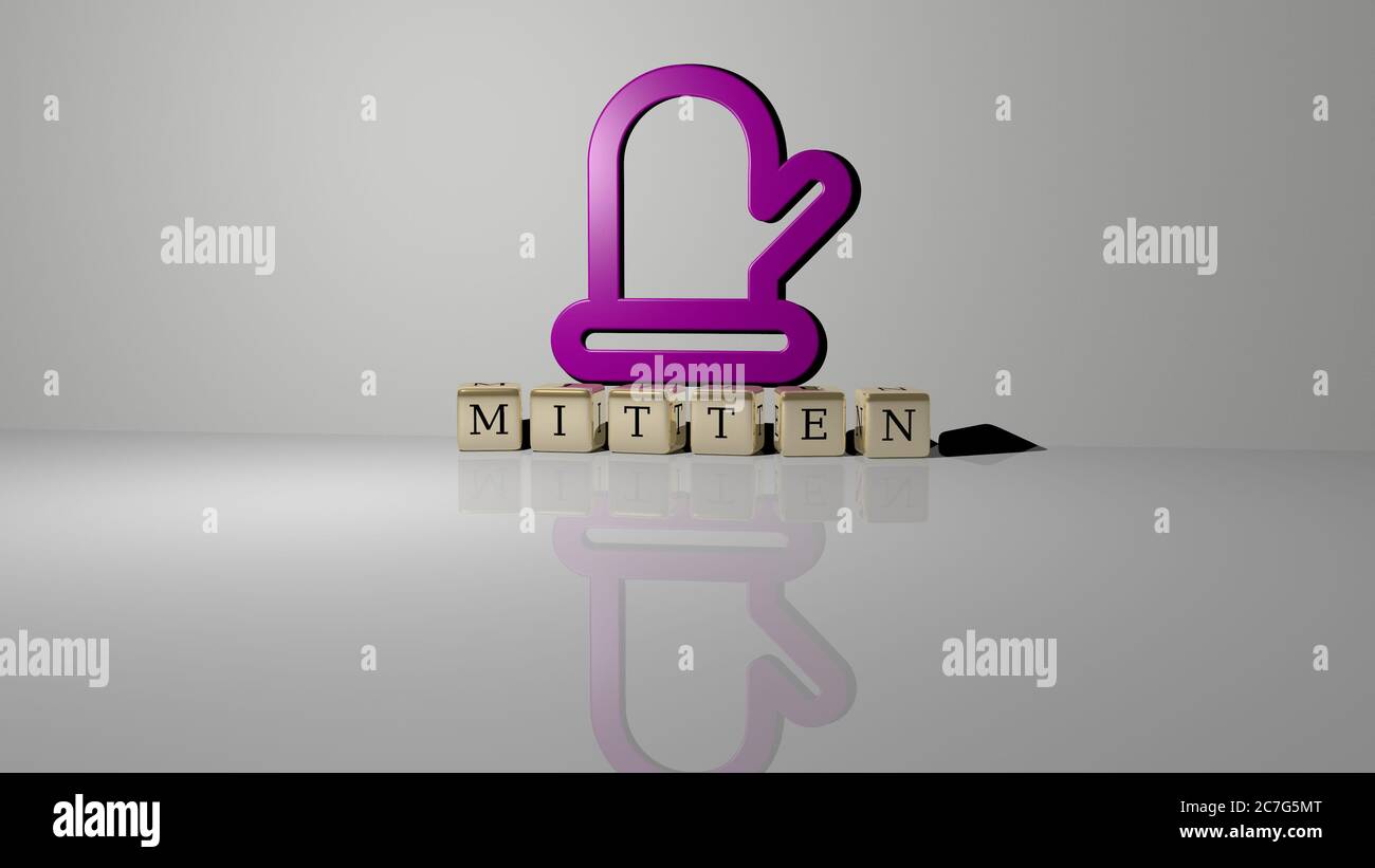 3D representation of MITTEN with icon on the wall and text arranged by ...