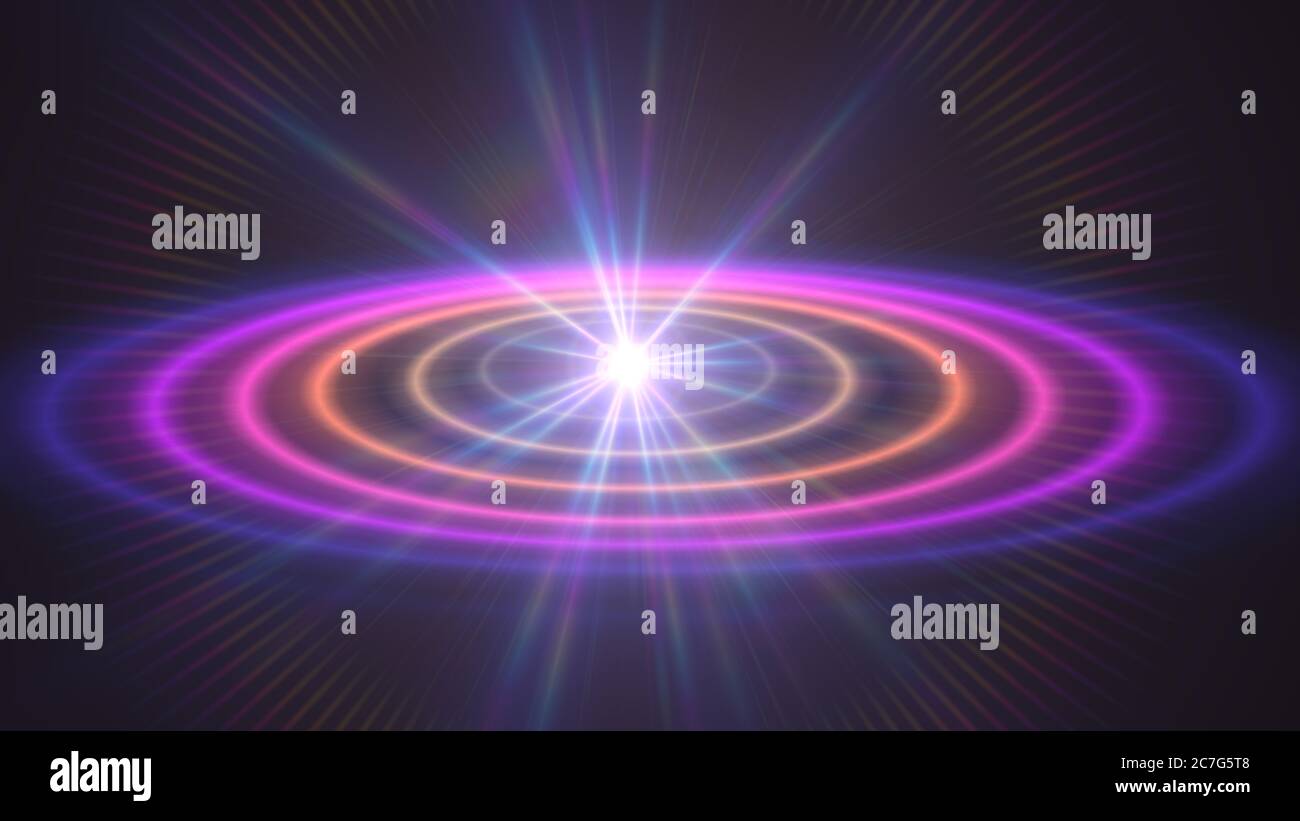 Abstract atom color rings background ray light Stock Photo - Alamy