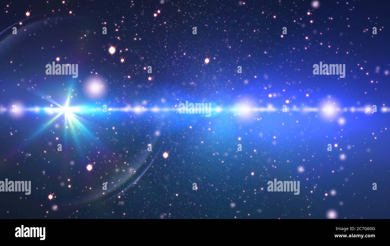 cosmos stars light lens flare in space Stock Photo - Alamy