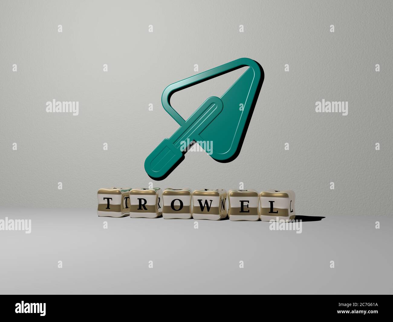3D graphical image of trowel vertically along with text built by ...