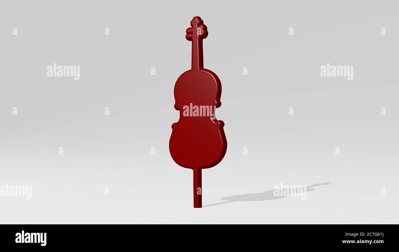 violin from a perspective with the shadow. A thick sculpture made of ...