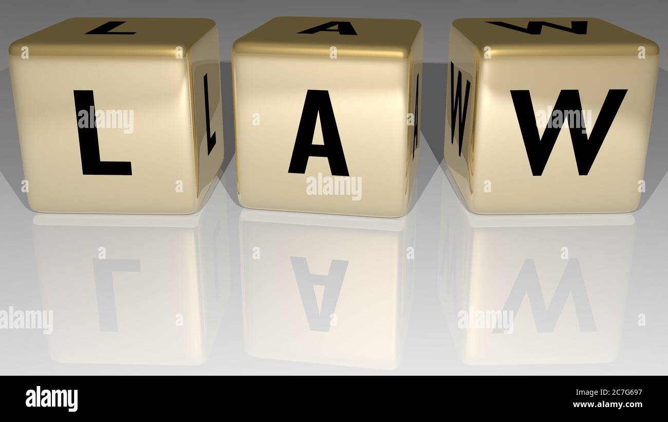 3D representation of Law with icon on the wall and text arranged by ...