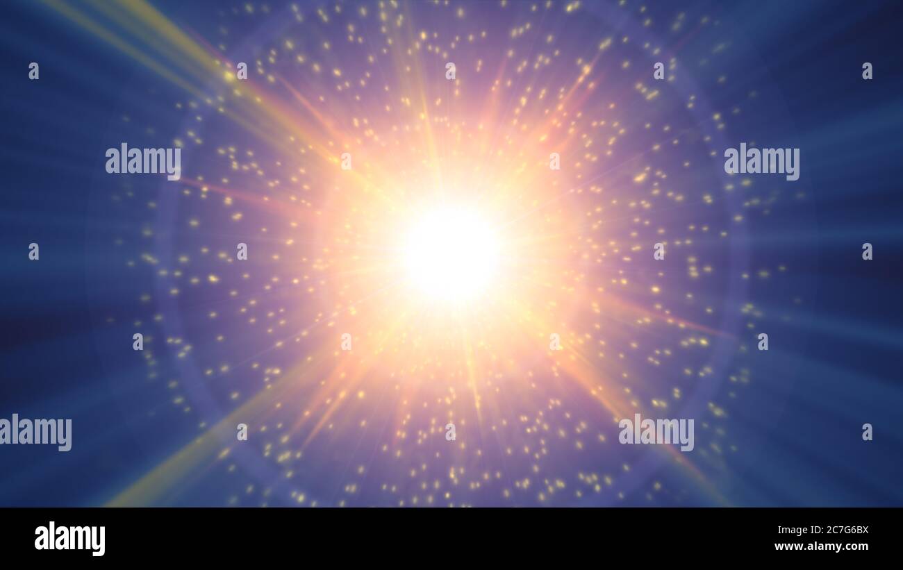 Bright light glare of sunshine and sun rays shining illustration Stock ...
