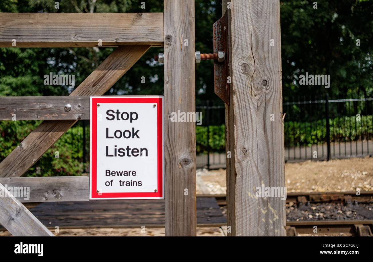 Railroad crossing stop look and listen hi-res stock photography and ...