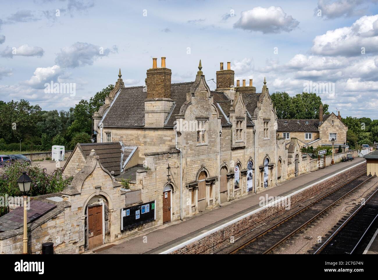 Architectural; view of a very old British railway station, built during ...