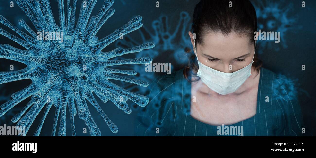 Woman in mask. Protection against virus, infection Stock Photo - Alamy