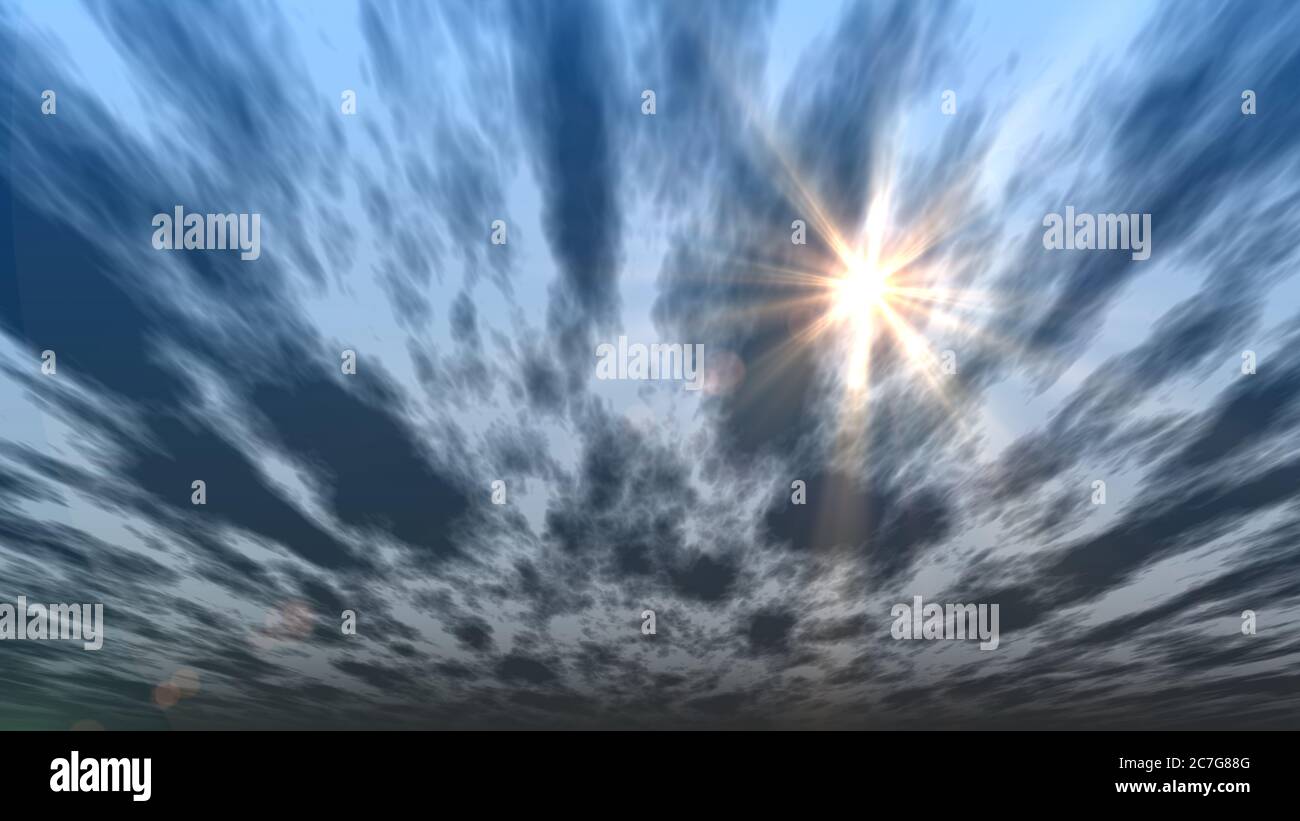 sky clouds sun ray. abstract illustration 3d render Stock Photo - Alamy