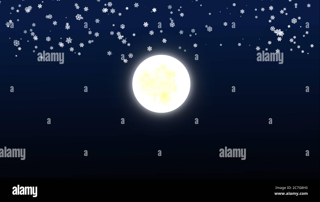 full moon fall snow at night, illustration Stock Photo - Alamy