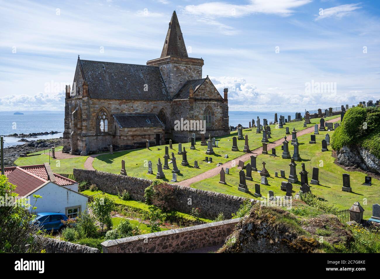 St Monans Parish Church at St Monans in East Neuk of Fife, Scotland, UK ...