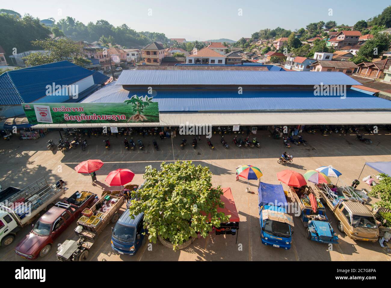 Main Market Hall in the Village of Huay Xai in Lao at the Mekong River ...