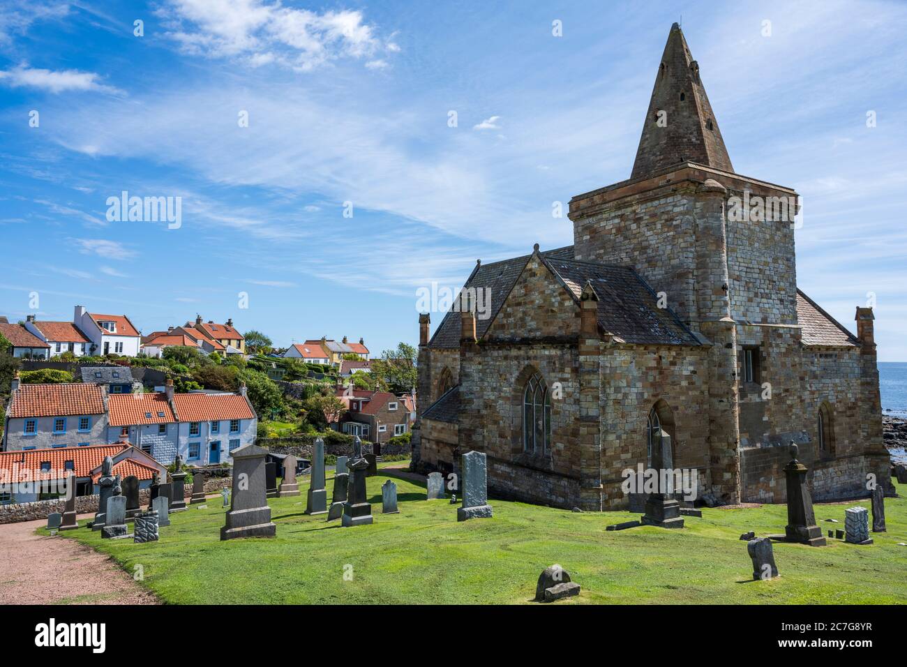 St Monans Parish Church at St Monans in East Neuk of Fife, Scotland, UK ...