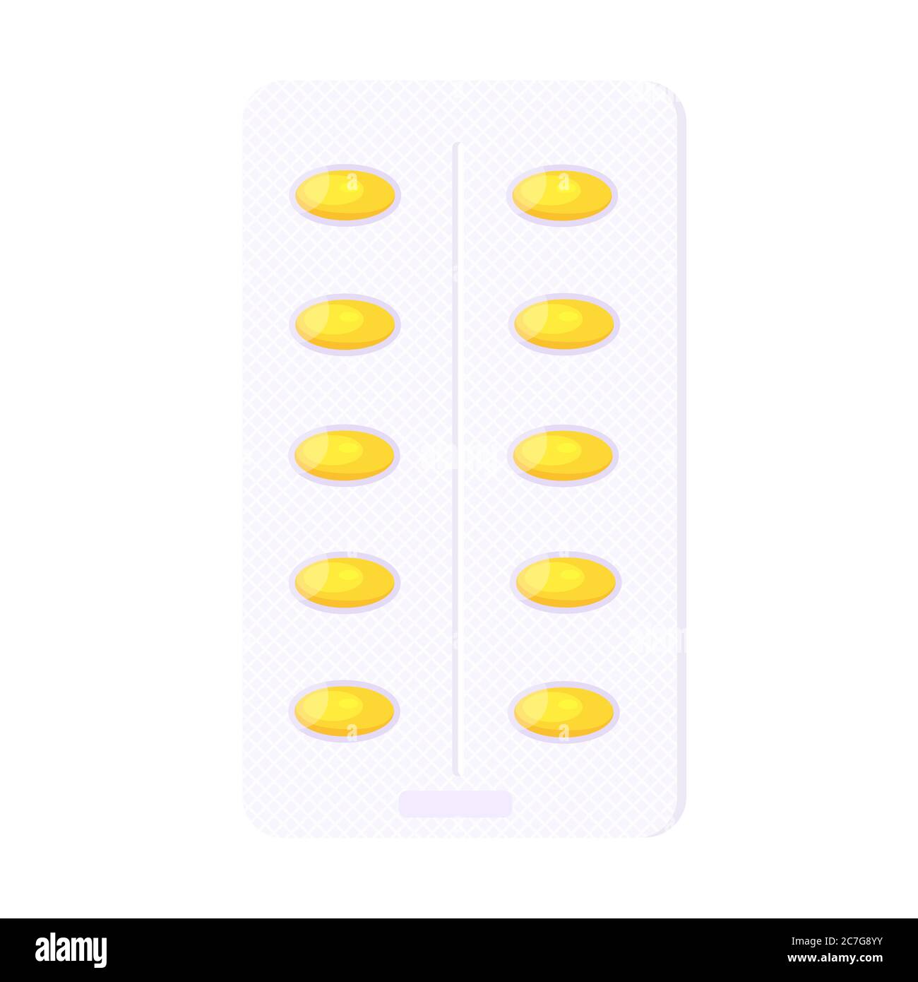 Omega-3 pill blister with yellow capsules flat style design vector ...