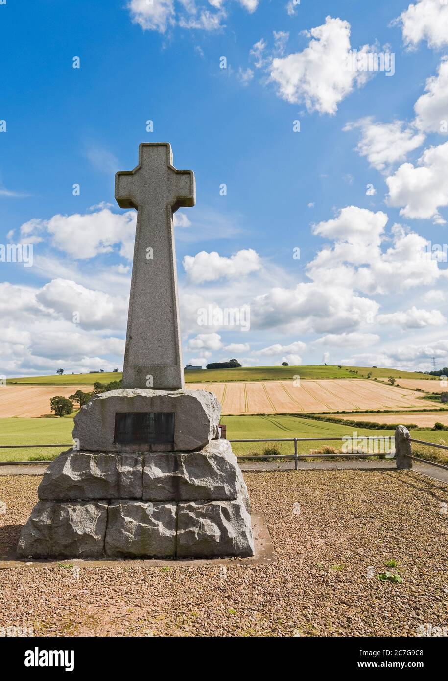 Monument at Branxton for the Battle of Flodden in which king James 4th ...