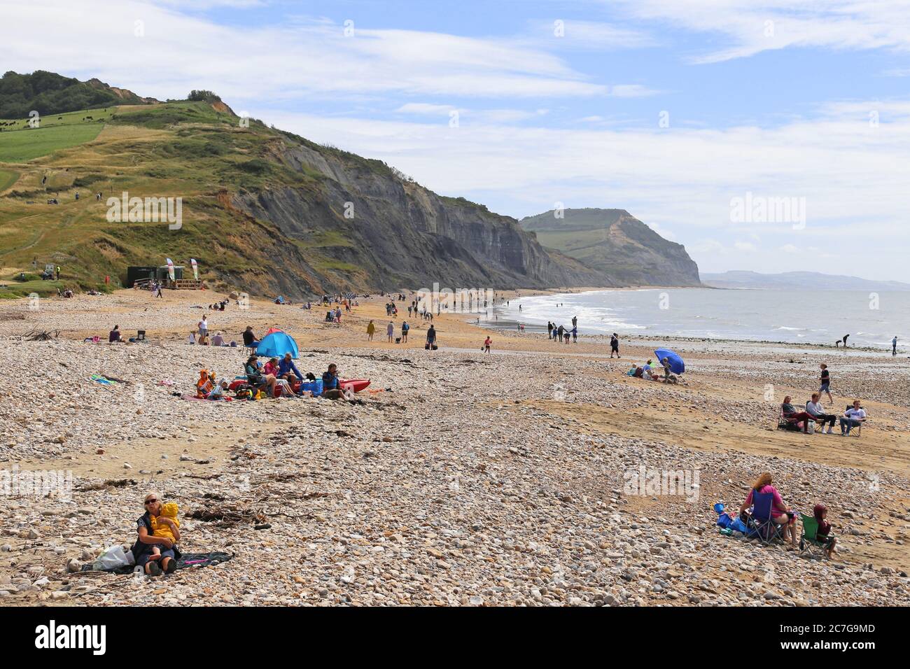Charmouth Beach, with Golden Cap beyond, near Lyme Regis, Dorset ...