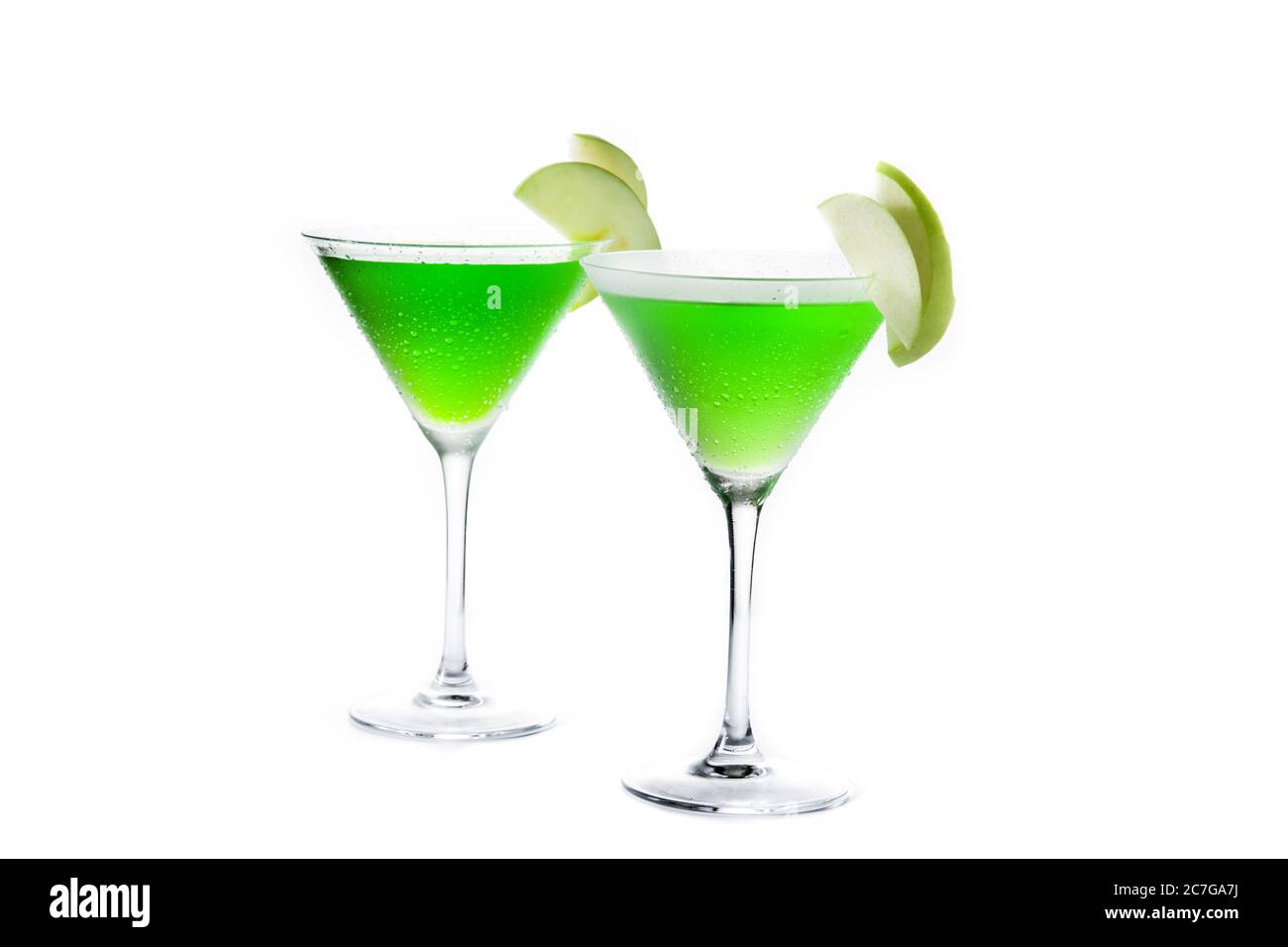 Green appletini cocktail in glass isolated on white background Stock ...