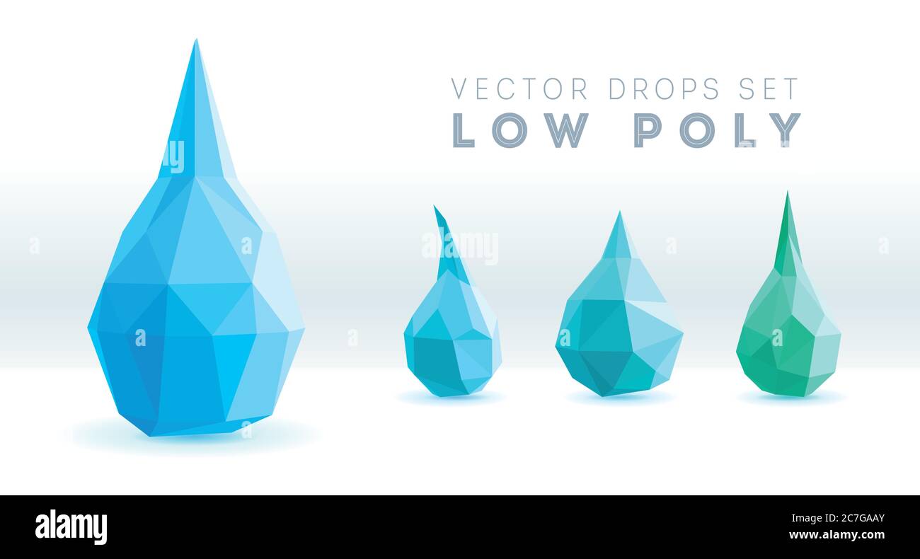 Vector Illustration. Abstract polygonal drops. Low poly Drops symbol ...