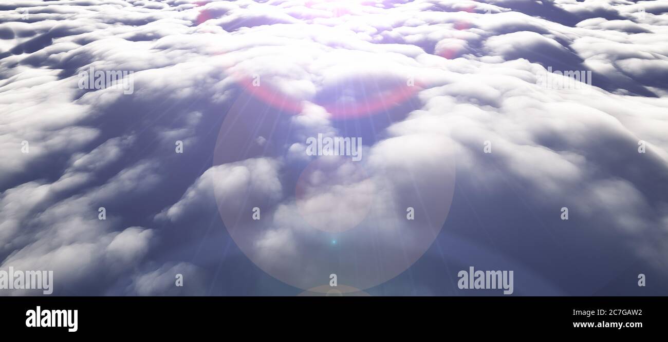 above clouds sun ray 3d render illustration Stock Photo - Alamy