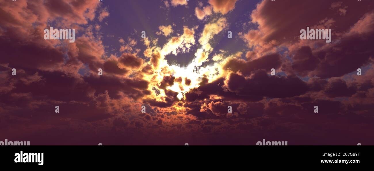 Sunset / sunrise with clouds, light rays and other atmospheric effect ...