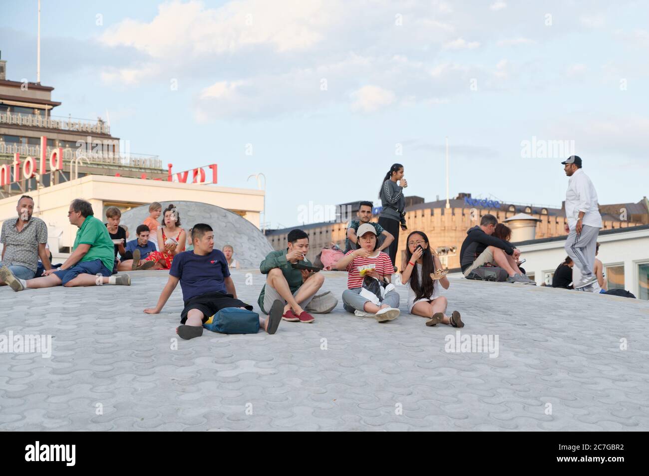 People at Amos Rex art museum in the center of Helsinki, Finland Stock ...