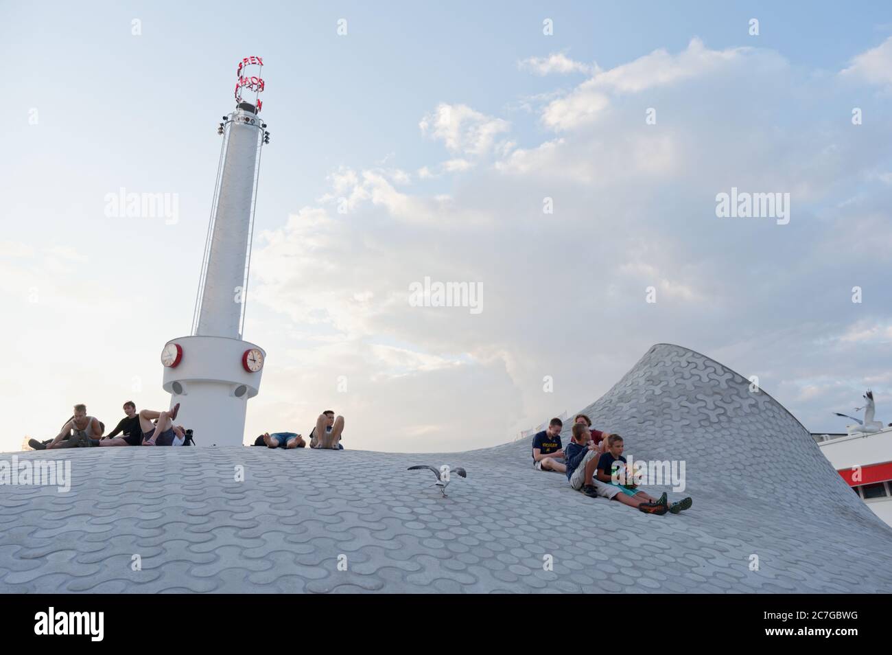 People at Amos Rex art museum in the center of Helsinki, Finland Stock ...