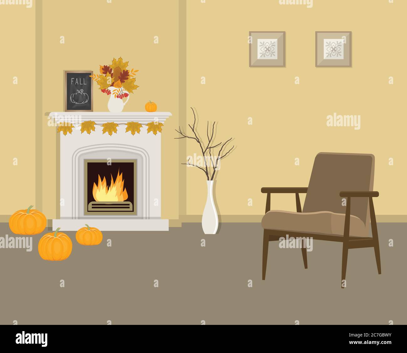Cartoon home fireplace hi-res stock photography and images - Alamy