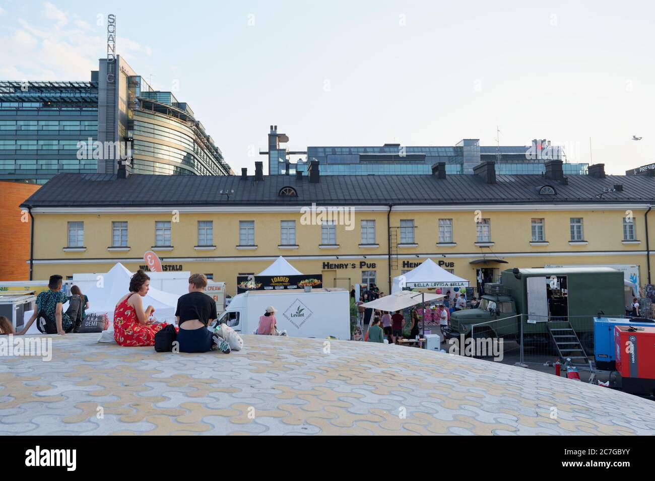 People at Amos Rex art museum in the center of Helsinki, Finland Stock ...