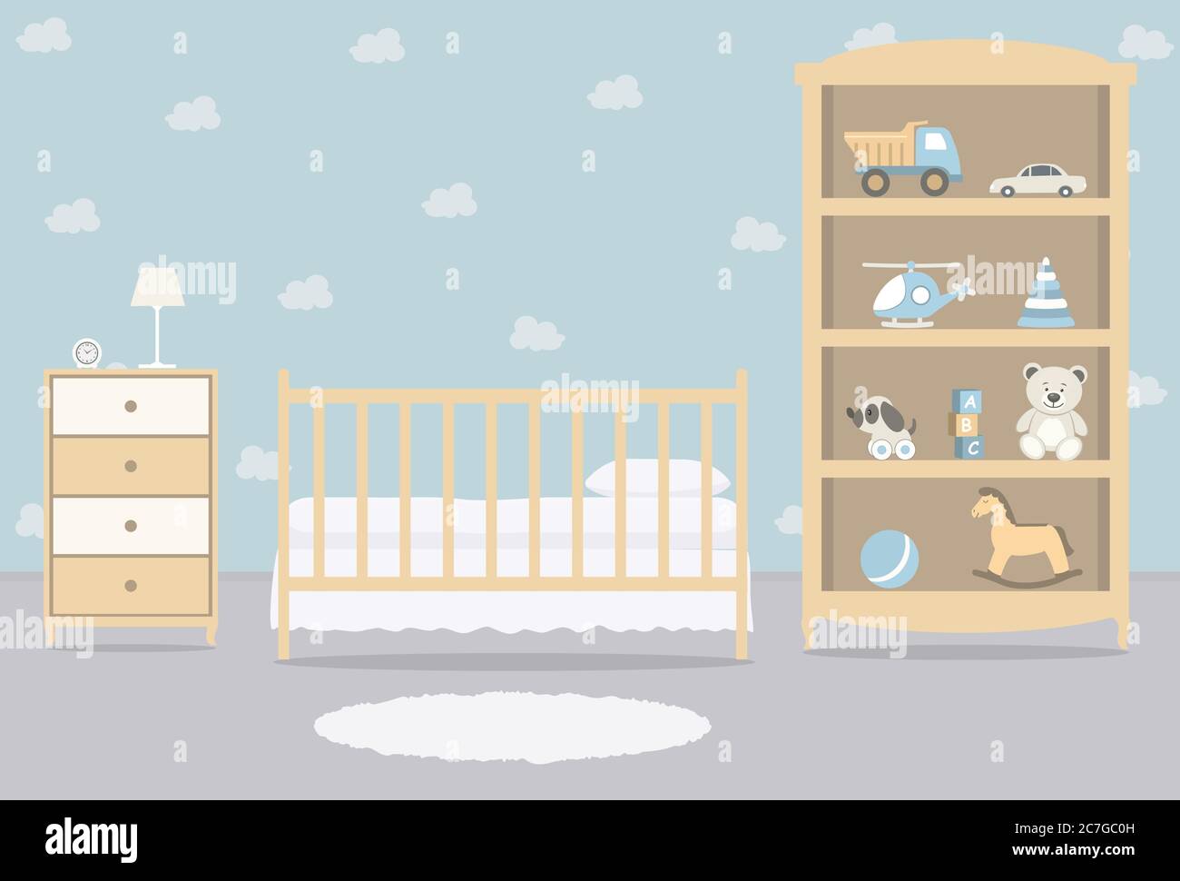 Kid's room for a newborn baby. Interior bedroom for a baby boy. There ...