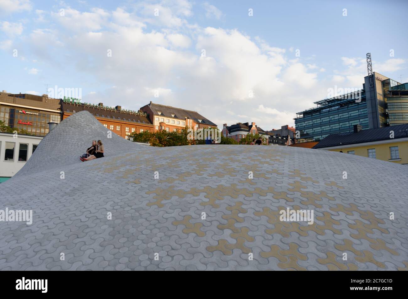 People at Amos Rex art museum in the center of Helsinki, Finland Stock ...