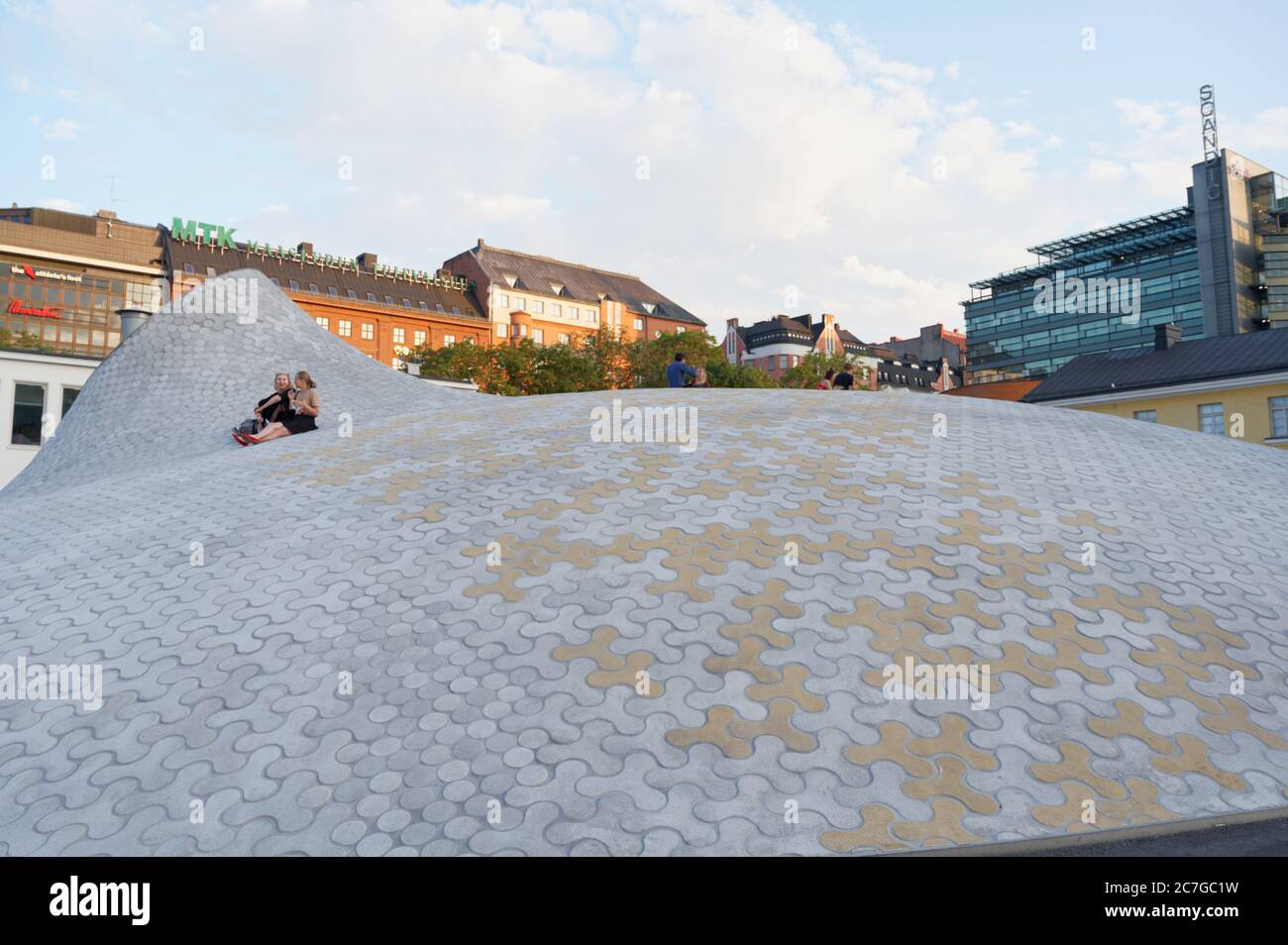 People at Amos Rex art museum in the center of Helsinki, Finland Stock ...