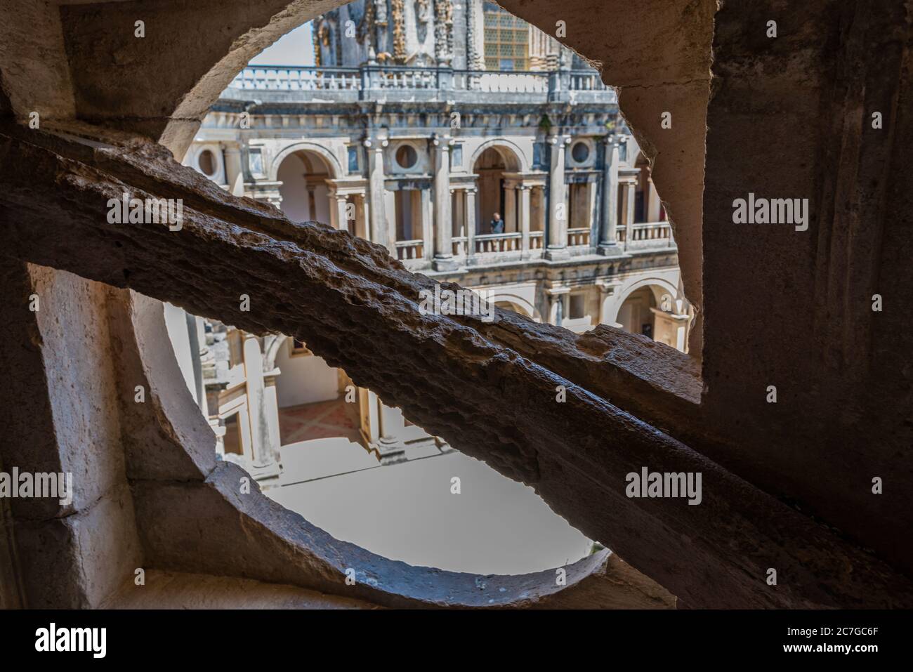 Inside look of The Convent of Christ under sunlight in Portugal Stock ...