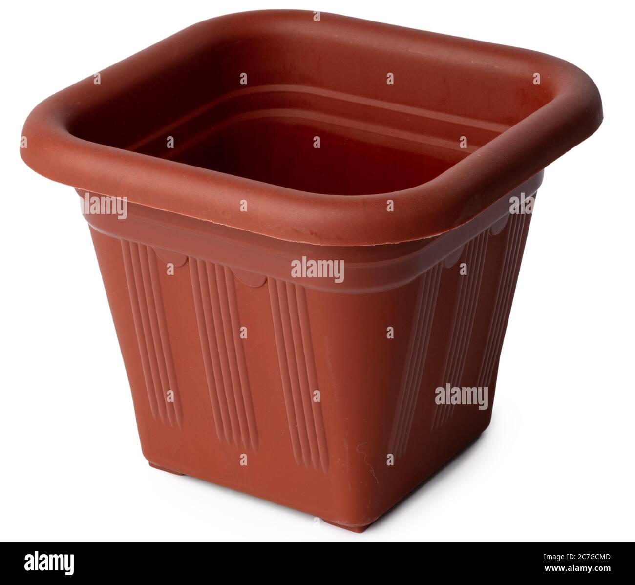 Brown plastic flower pot isolated on white Stock Photo - Alamy