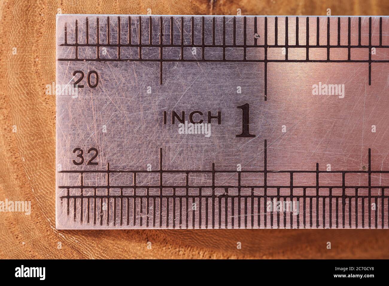 Iron line. Scale of inch. Close-up. Macro effect photo Stock Photo - Alamy