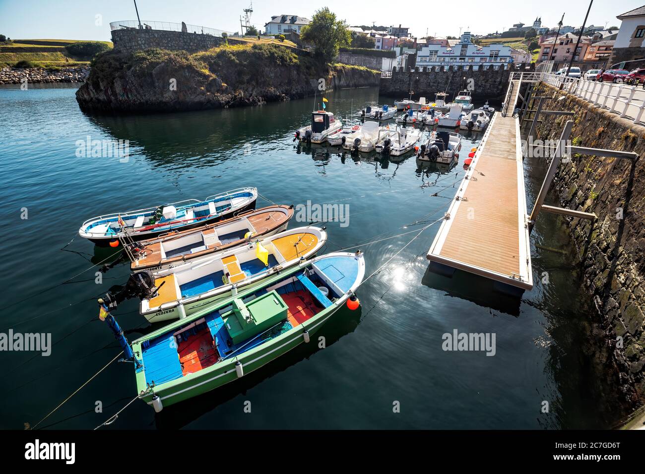 Puerto de Vega, Spain - August 23 2019: Beautiful and picturesque port ...