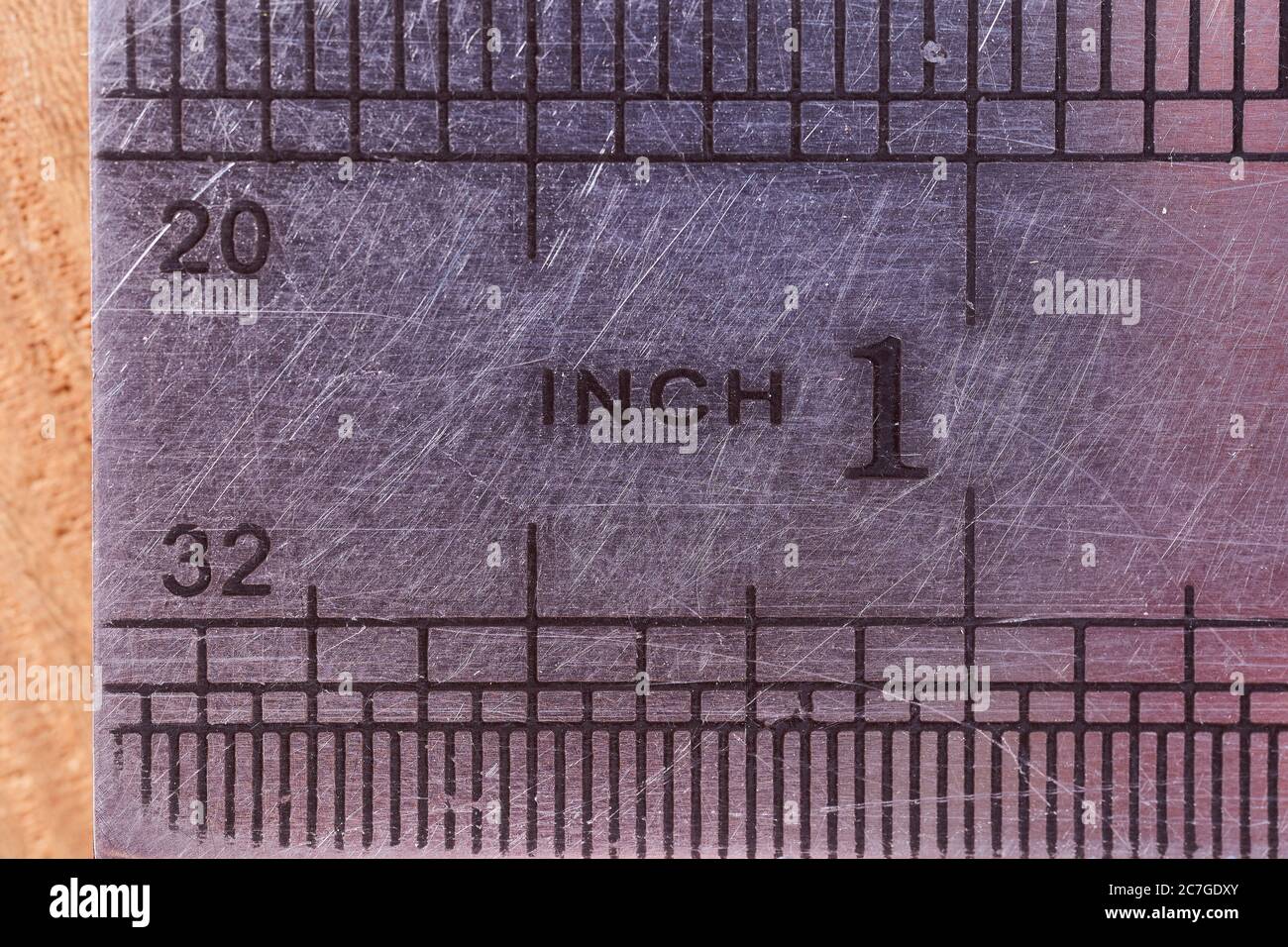 Iron line. Scale of inch. Close-up. Macro effect photo Stock Photo - Alamy