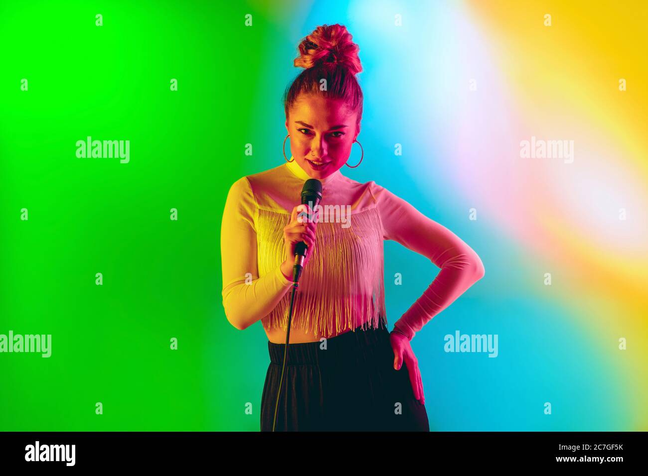 Beautiful. Young female caucasian inspired and expressive musician ...